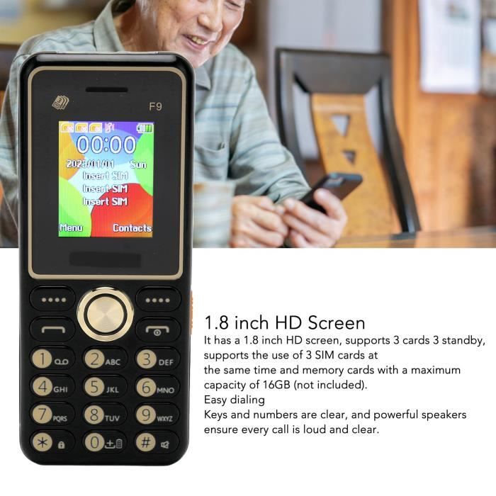 Qiilu Téléphone cellulaire pour aînés Téléphone portable à gros boutons ...