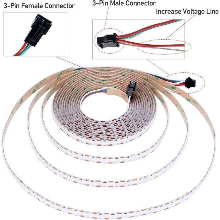 Dc 5V Ws2812B Bande Led Cob Adressable Individuellement 5M 800Led Blanc ...