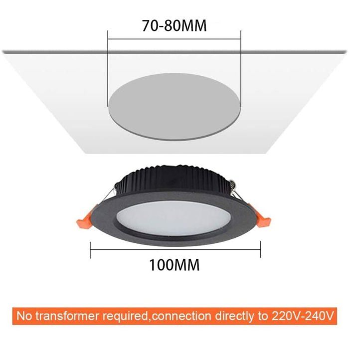Spot LED encastrable - Blanc - 5W - 6000K - Ultra fin - Économie d ...