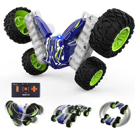 Voiture Télécommandée, 4WD Voiture Cascade pour Tout Terrain, 360°Rotation Stunt Car Voiture ...