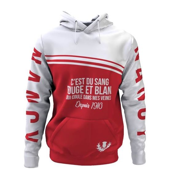 Sweat à capuche C'est du sang rouge et blanc qui coule dans mes veines ...