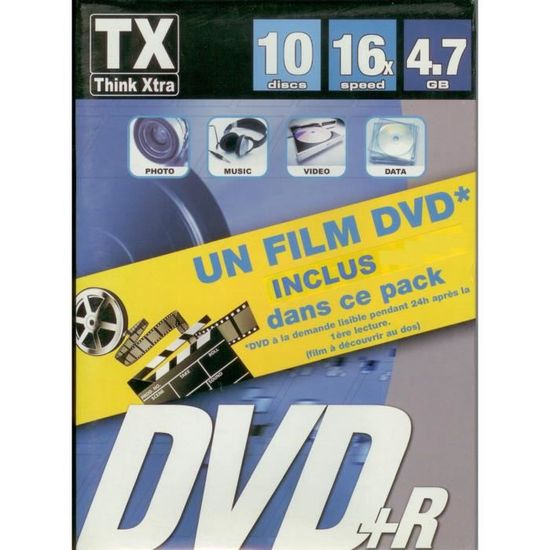 PACK 10 DVD+R VIERGE THINK XTRA 4.7 GO 16X DANS BOITIER SLIM+film IRON ...
