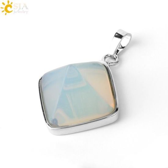 CSJA – pendentifs pyramides en pierres naturelles, carrés, cristal violet, Quartz rose, pour ...