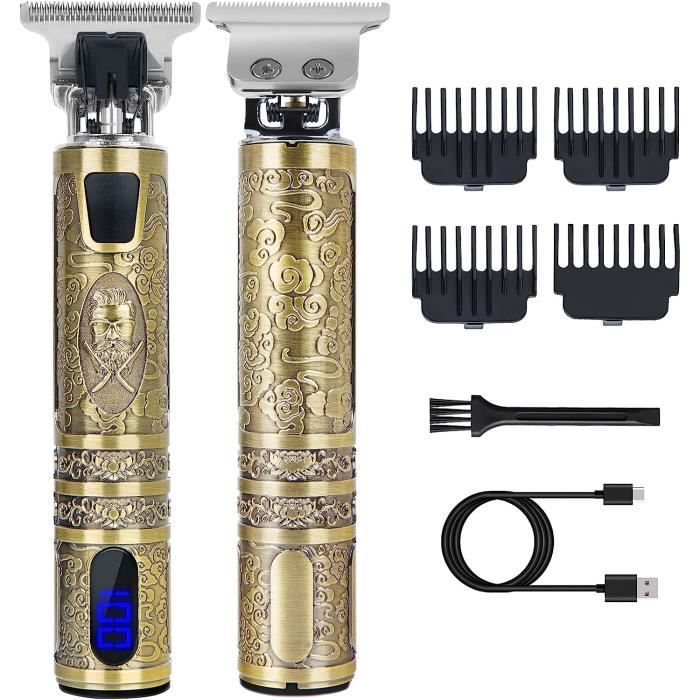 Tondeuse Cheveux hommes et Barbe Électrique Professionnelle Sans Fil avec Écran LCD et Lame en T ...