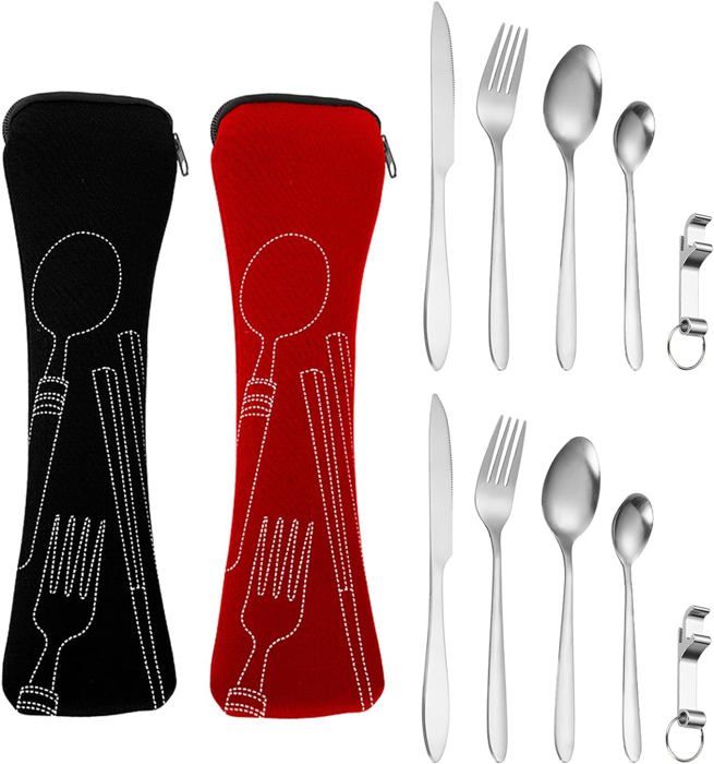 Couverts de Camping en Acier Inoxydable,Lot de 2 Ensemble de Couverts ...