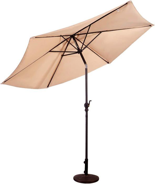 Beige Parasol de Jardin Hexogone Ø 300 CM Parasol Inclinable en ...