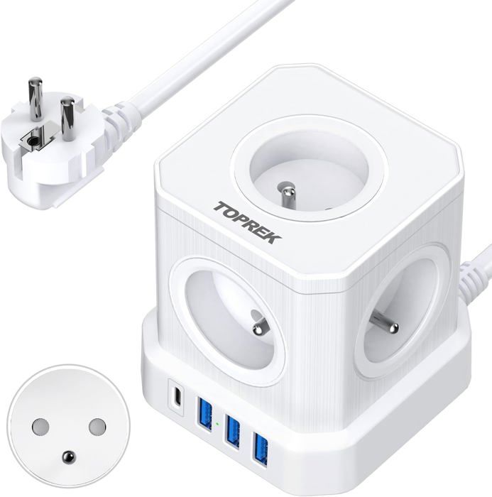 Multiprise Usb Cube, Cube Rallonge Multiprise 2M Avec 5 Prises Ac ...