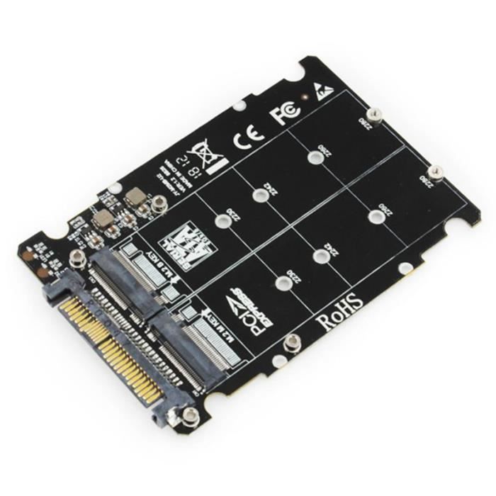 Le noir - Adaptateur M.2 SSD vers U2, 2 en 1, NVMe SATA Bus NGFF SSD vers PCI e U.2 PCIe M2 ...