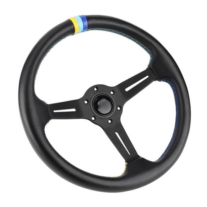 Ashata Volant KIMISS Car steering wheel, racing wheel leather 350 mm/14 ...