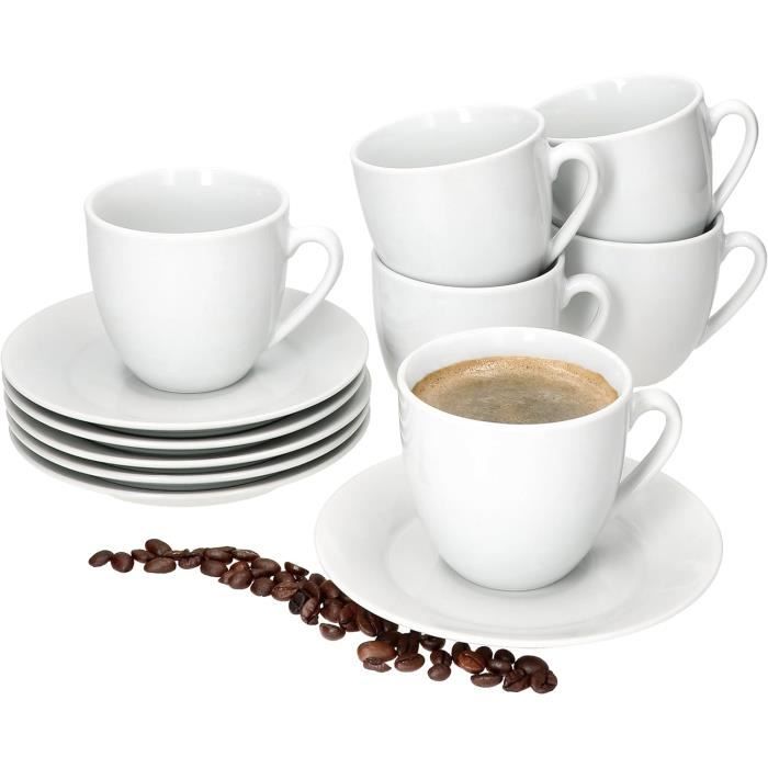 Tommy Lot De 6 Tasses À Café Avec Soucoupes Pour 6 Personnes I Ensemble ...
