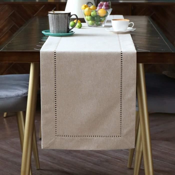 Chemin De Table En Lin Exquis Découpé Au Laser - Beige Orange Vert Café ...