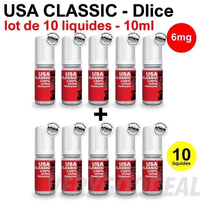 Eliquid USA CLASSIC 6mg lot de 10 liquides DLICE - Cdiscount Au quotidien