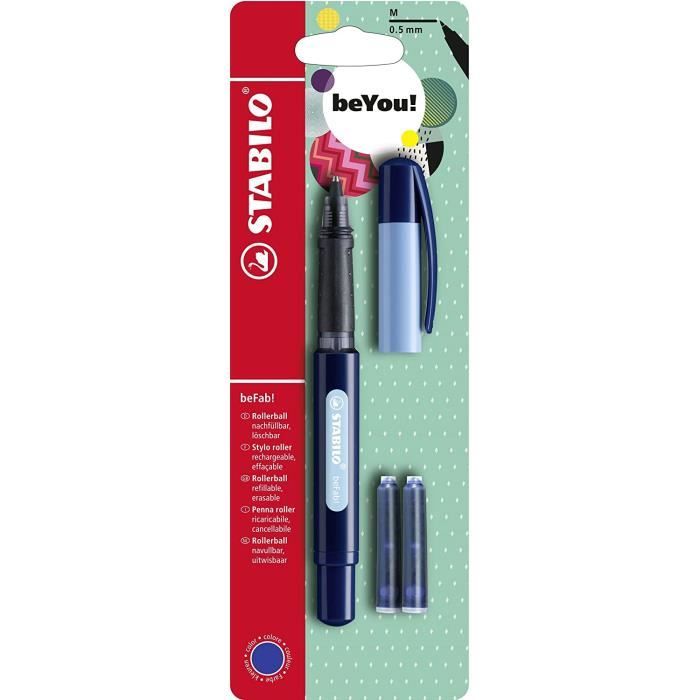 Stylo Roller beFab avec 1 cartouche d'encre bleue - Bleu clair-foncé 3 ...