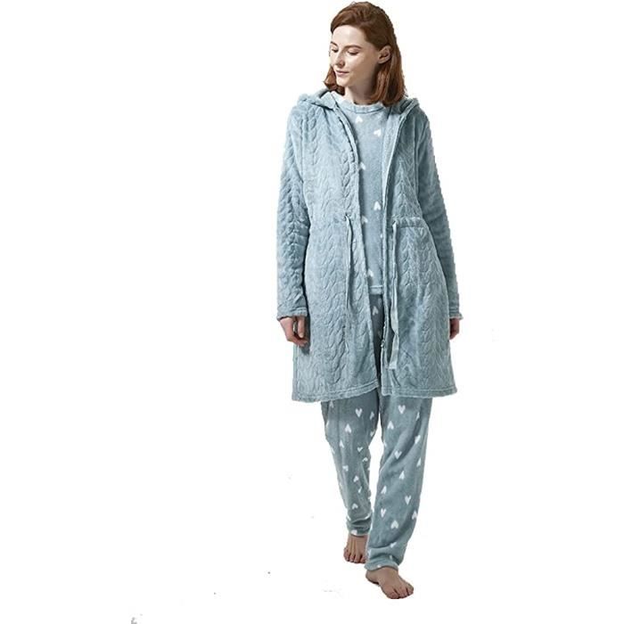 CD-SIZE:M,Peignoir Femme en Velours, Robe Chaude Chambre avec Capuche ...