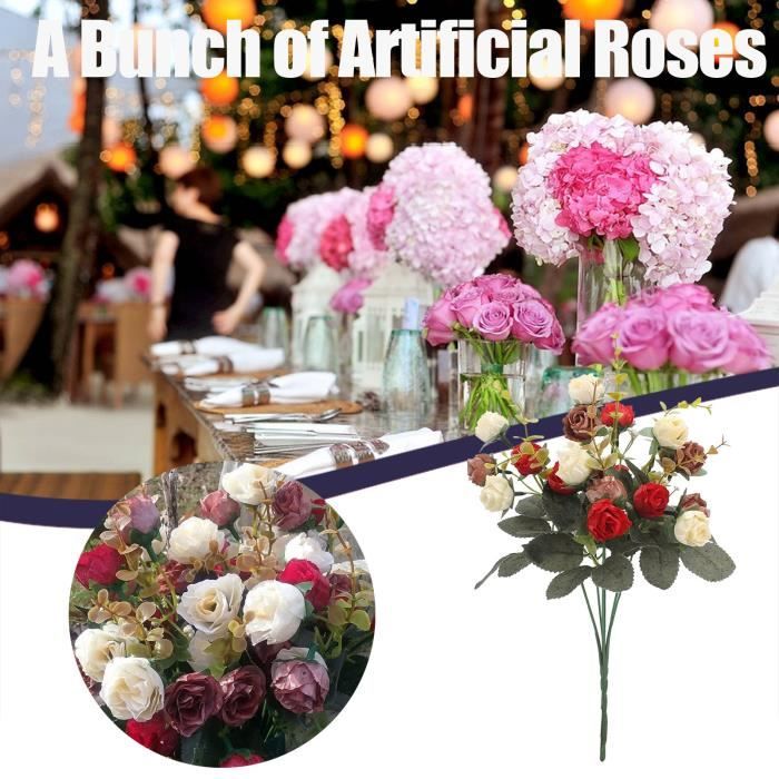 OBJET DE DECORATION MURALE Bouquet de roses artificielles composé de 7 ...