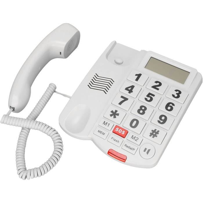 Téléphone Fixe Filaire,Téléphone De Bureau Filaire À Gros Boutons Et Grand Volume Pour Bureau À ...