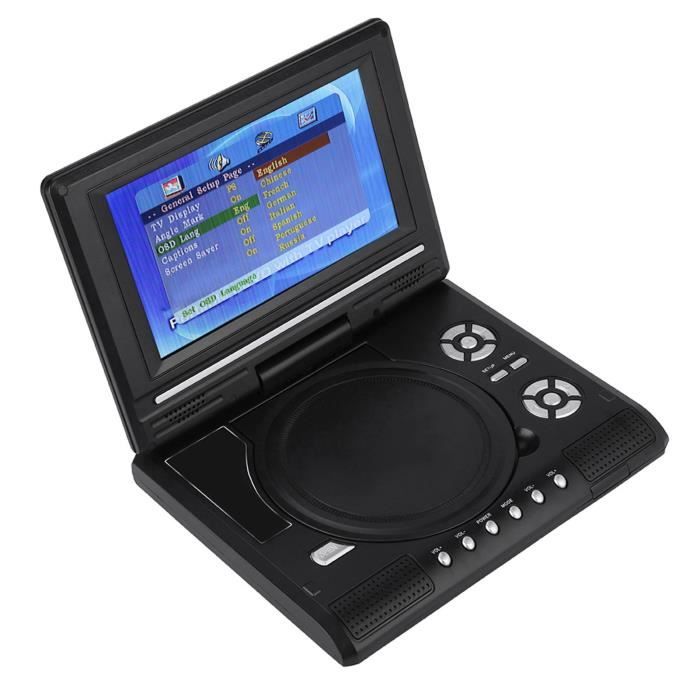 Cikonielf DVD mobile Lecteur DVD portable 7 pouces Écran pivotant TV ...