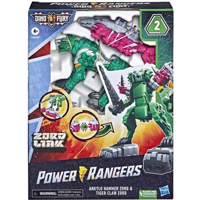POWER RANGERS - Dino Fury - Ankylo Hammer Zord roe et Tiger Claw Zord ...