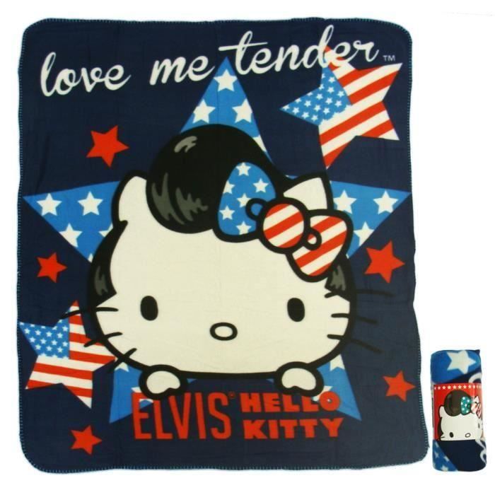 HELLO KITTY ELVIS PLAID COUVERTURE POLAIRE 120x140 - Cdiscount Maison