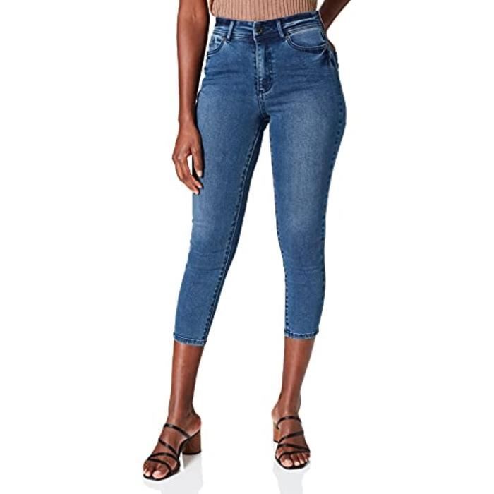 Jeans Jean court super skinny taille mi-haute Noir - Cdiscount Prêt-à ...
