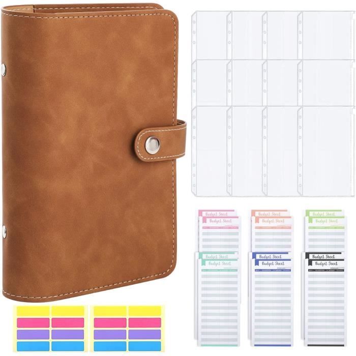 BADVE Classeur Budget A6, 6 Trous PU Cuir Budget Planner Couverture ...