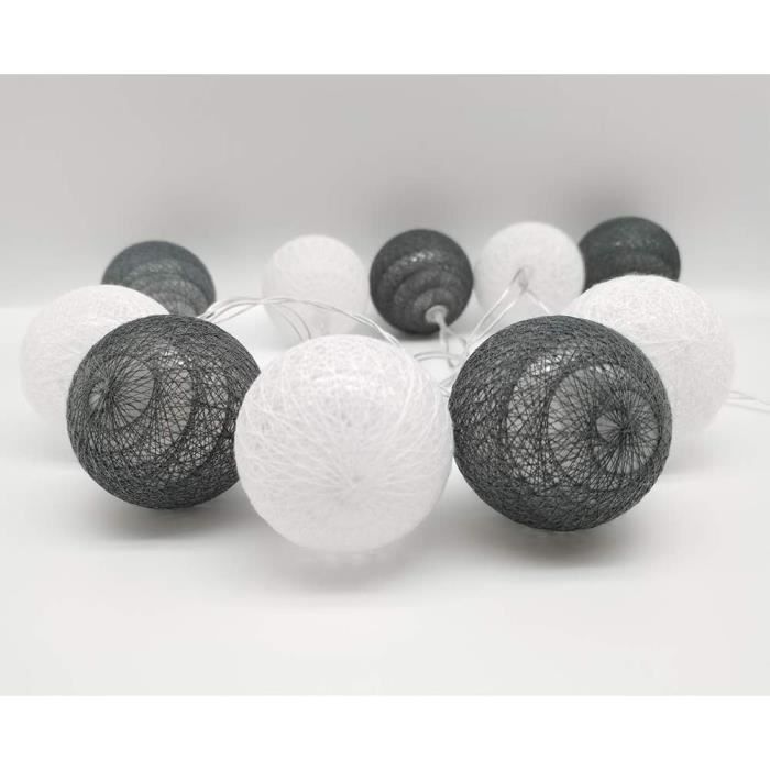 6Cm Guirlande Lumineuse Boule Coton, Dotbuy Led Chaîne Lumière À Piles ...