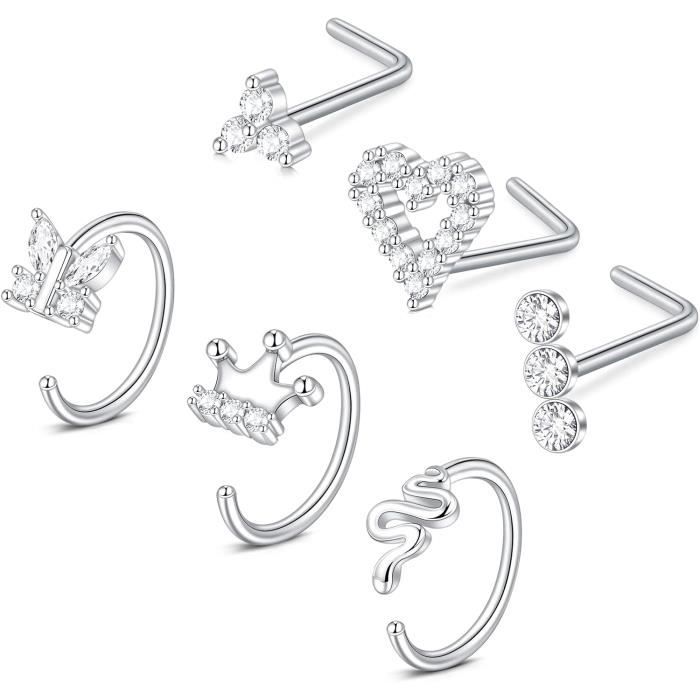 Serpent Piercing De Nez En Forme De L En Acier Inoxydable 20G 0.8Mm ...