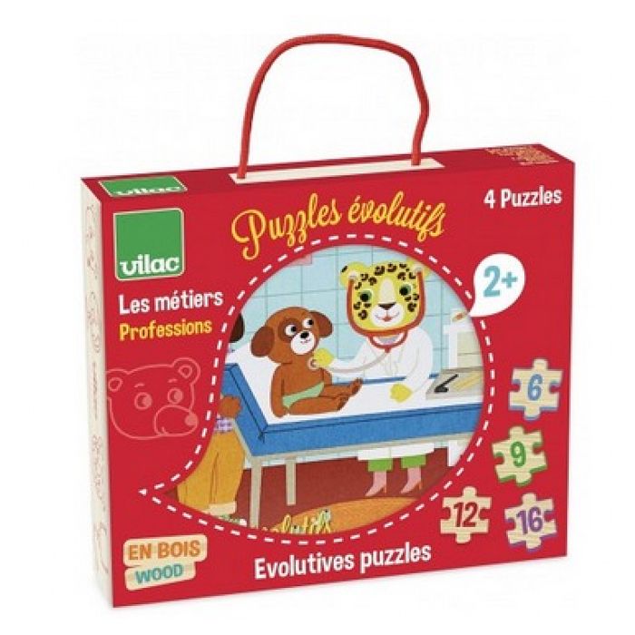 Puzzle évolutif métiers - Vilac - 4 puzzles de 6 à 16 pièces - Enfant 2 ...