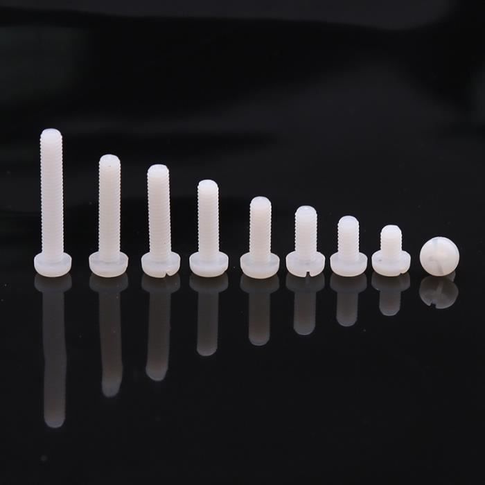 10PCS M8-50mm -vis en Nylon blanc M3 M4 M5 M6 M8, isolation en plastique, à tête Phillips, 4mm ...