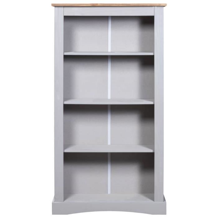 ZJCHAO Bibliothèque 4 niveaux Corona Pin mexicain Gris 81x29x150 cm ...