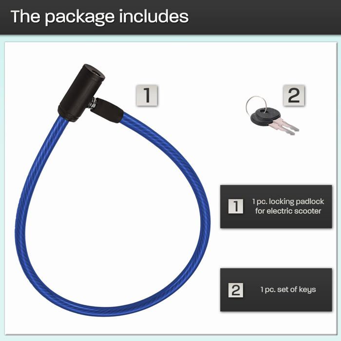 Cadenas Pour Trottinette Électrique Renforcé De Câble 60 Cm En Acier ...