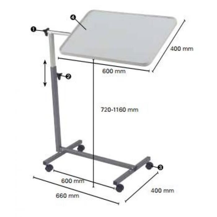 Table mobile | Table à roulette | Table roulante | Réglable en hauteur ...