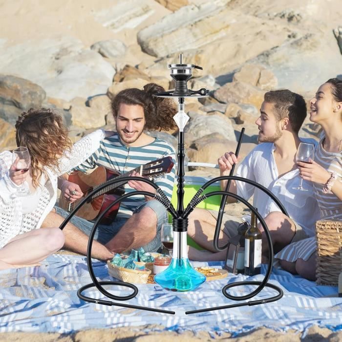 Noble Hookah Chicha Kit Complet 100 Cm Avec Lumière Led, 4 Tuyaux En ...