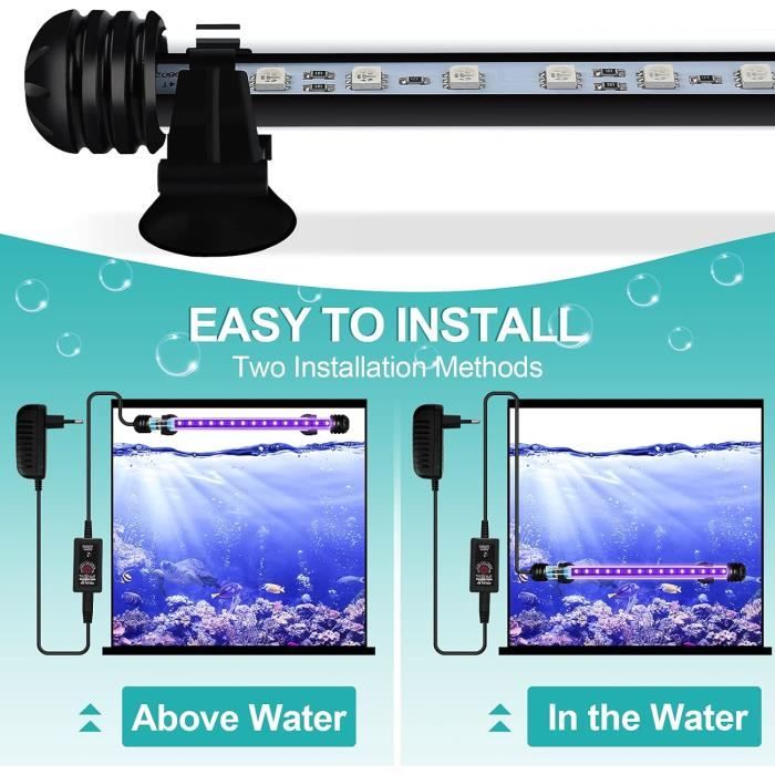 Sonnewelt Eclairage Aquarium LED, Lampe LED RGB 57cm pour Aquarium ...