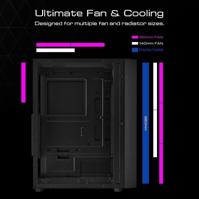 Pc Gamer Boitier, Boîtiers Gaming Atx Moyen Tour Vide, Airflow Mesh ...