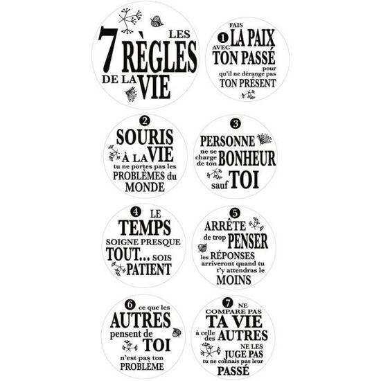Stickers les 7 Règles de la Vie. Planche Autocollants Ronds Règlement ...