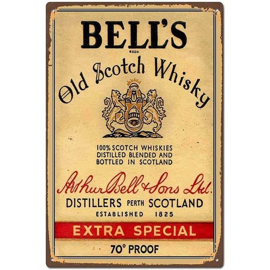 Bell's Old Scotch Whisky Métal Mur Affiche Vintage Étain Mural Signe ...