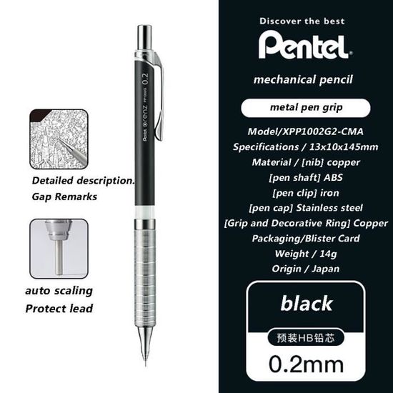 Crayon graphite,Stylo mécanique Pentel japonais à noyau continu limité ...