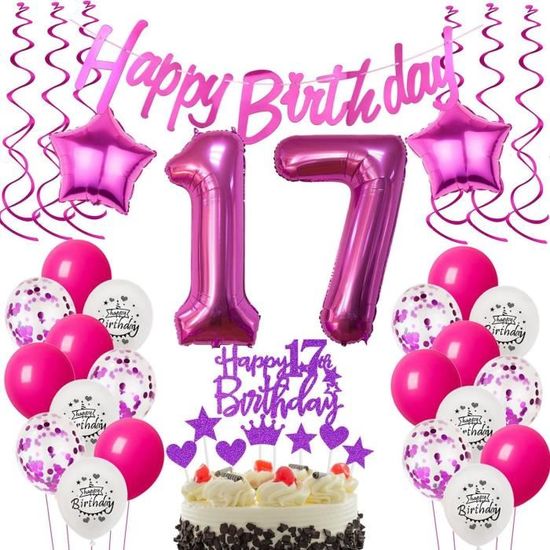 Décoration 17 Ans Fille Anniversaire Ballons 17 Ans Anniversaire Fille ...