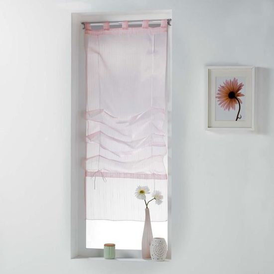 Store Droit Relevable à Fines Rayures Rose 45 x 180cm - Cdiscount Maison