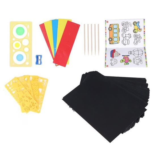 Qiilu Ensemble d’art en papier à gratter Scratch Paper Art Set Handmade ...