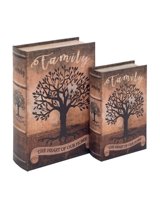 BOITE Livre Set de 2 Décoration Famille Arbre de Vie Racines rangement ...
