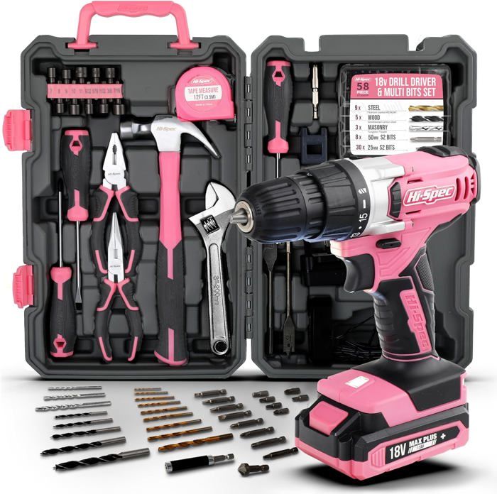 VISSEUSE - DEVISSEUSE-Rose 2 perceuse-visseuses Multifonction Sans Fil 18 V avec Outils de ...