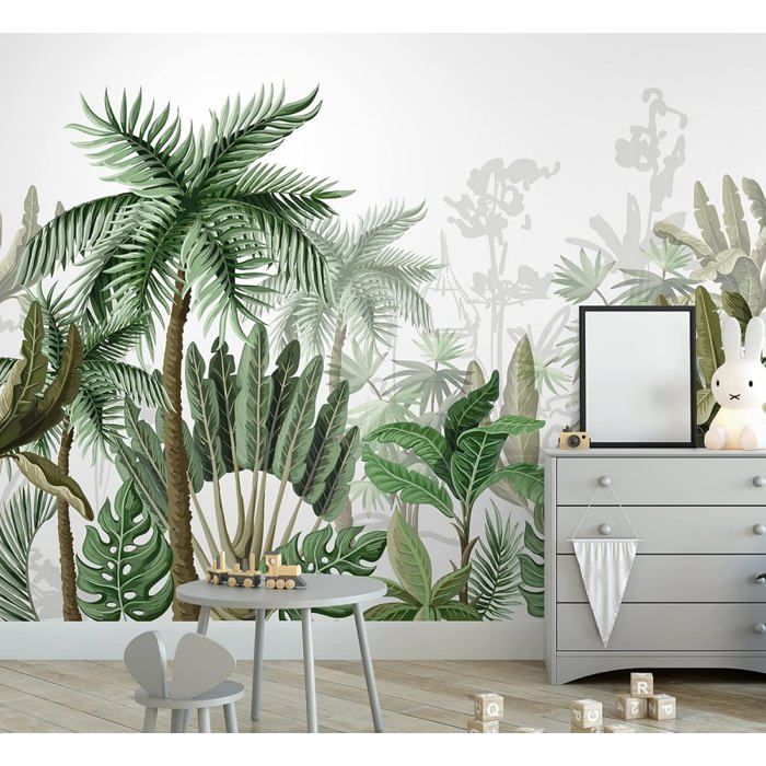 Papier Peint Jungle Bananier 3D Poster Mural 300x210cm Papier Peint ...