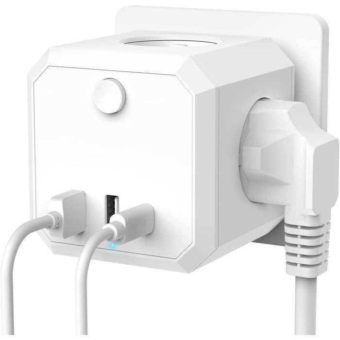 Prise USB Multiple, 6 en 1 Multiprise Cube USB avec 4 Prises et 2 Ports ...