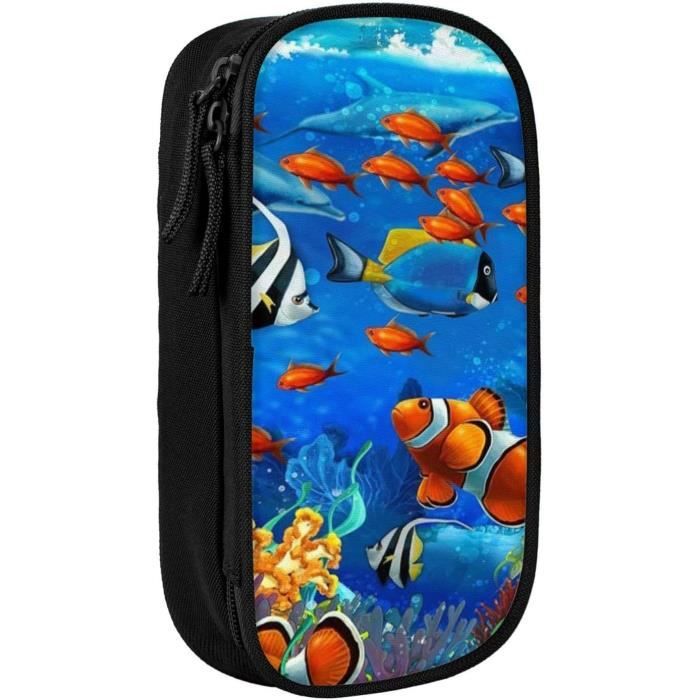 Trousse À Crayons De Grande Capacité Avec Imprimé Océan Et Poissons ...