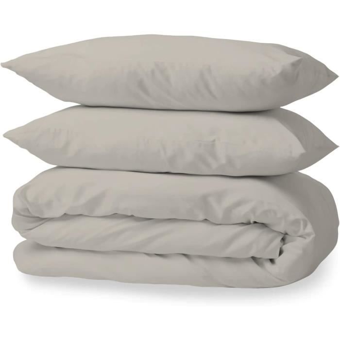 Parure De Lit Beige 105-120 Cm - Housse De Couette 180 X 220 Cm + Taie ...