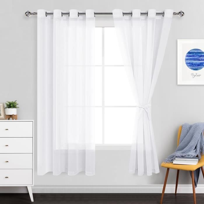 Rideau Voile Transparent, Foulard Semi-Transparent pour Le Salon ...