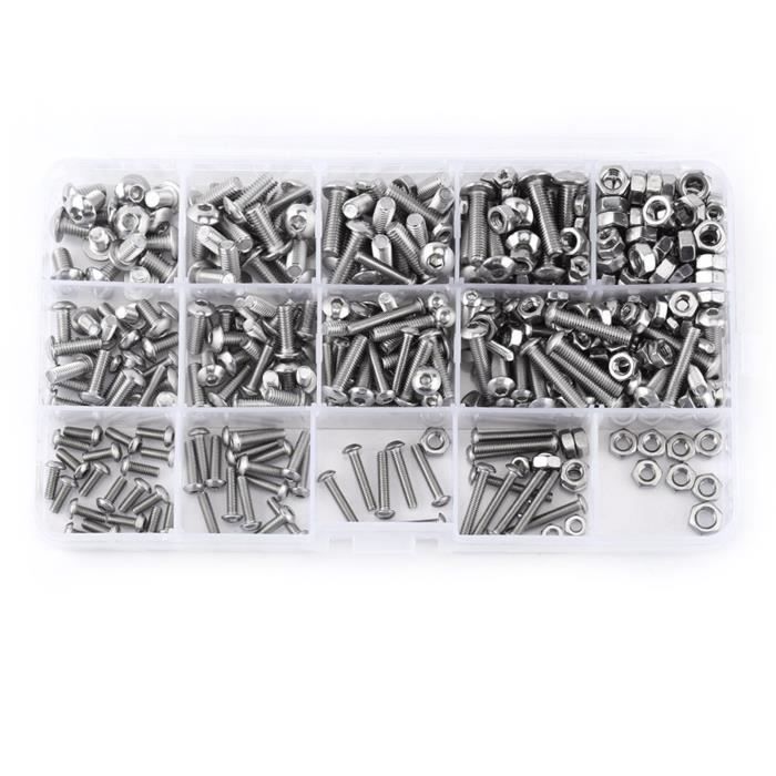 EJ.life assortiment de boulons et d'écrous 440pcs M3 M4 M5 Acier Inoxydable SS304 Hex Socket ...