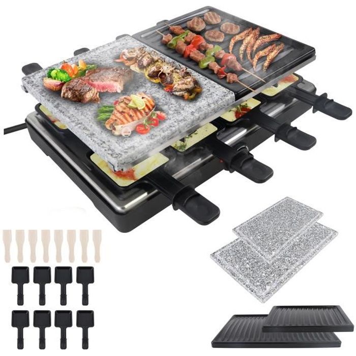 Gril à raclette - LZQ - 1400W - Pour 8 personnes - Plaques ...